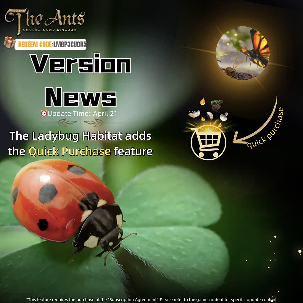 Version News: the Ladybug Habitat adds the Quick Purchase feature in ...